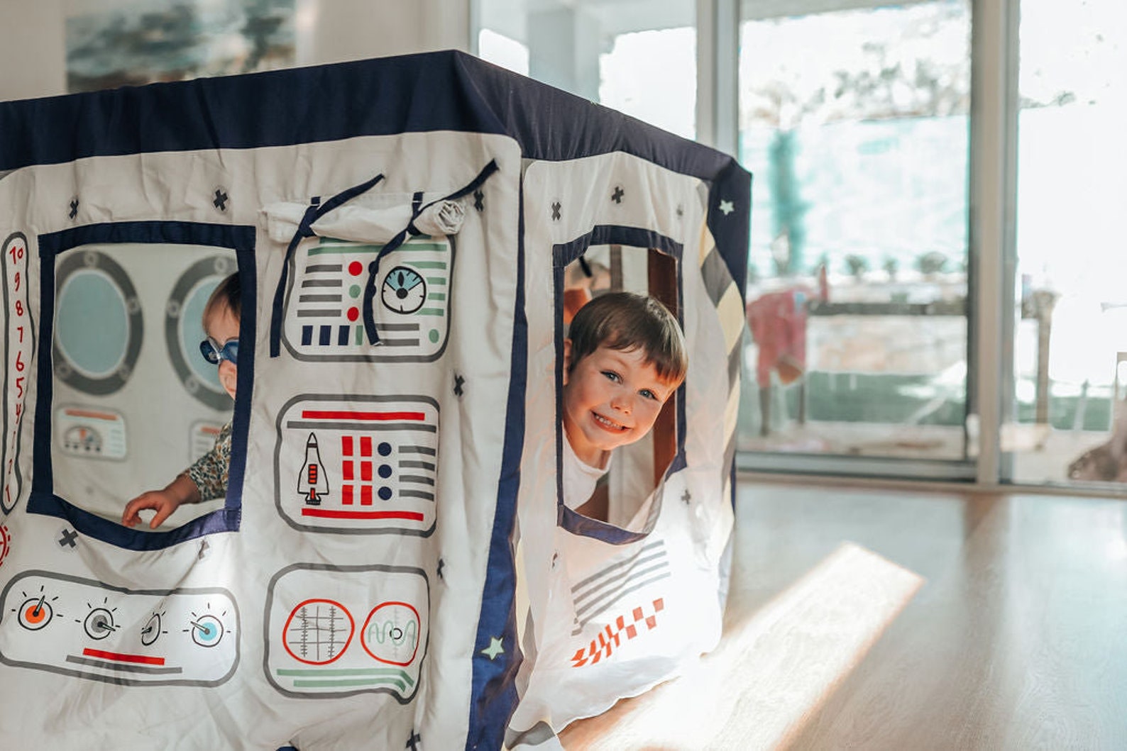 Space Station Table Tent, Kids Rocket Ship Playhouse, Fabric Cubby ...
