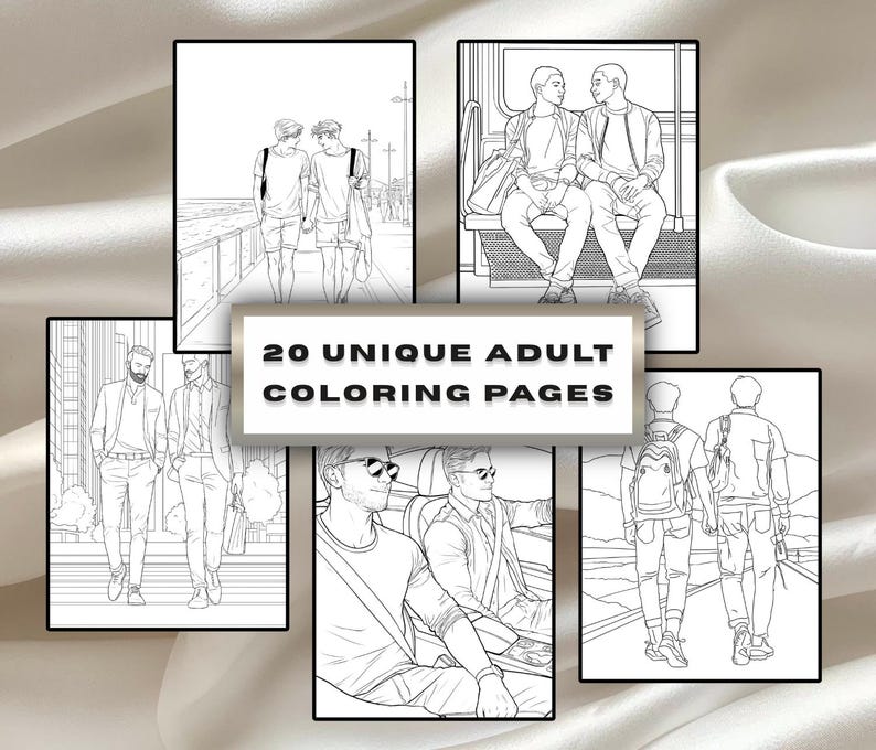 Gay Couples Travel | Adult Coloring Book | LGBTQ | (printable PDF ...
