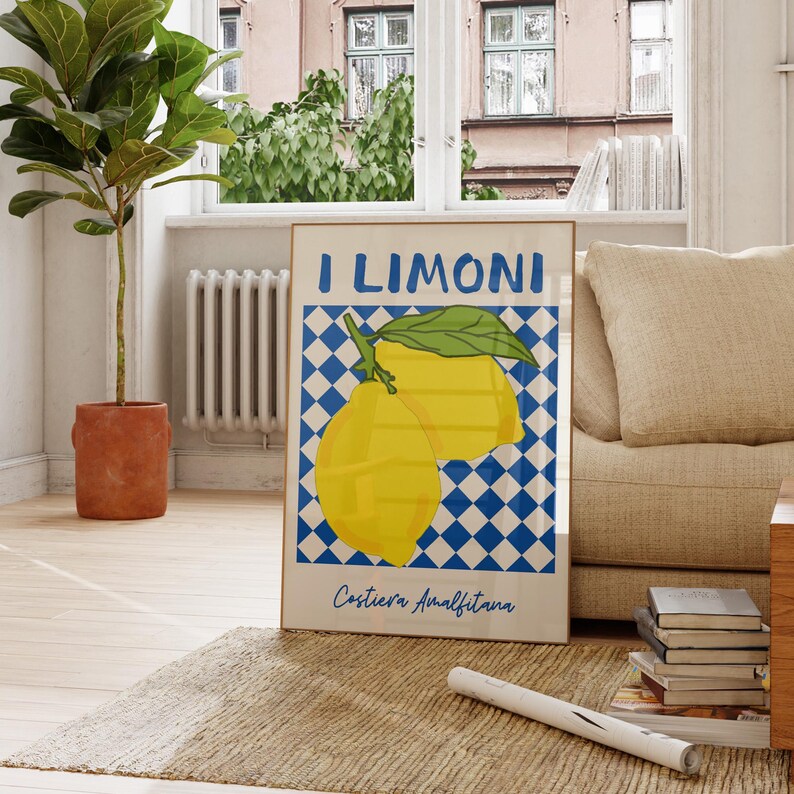 Italian Lemons Kitchen Print: Retro Foodie Wall Art (digital Download ...