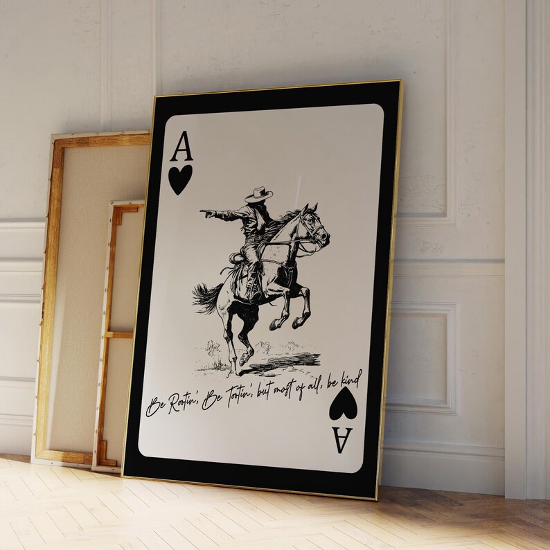 Retro Cowboy Ace Card Print: Wild West Art (digital Download) - Etsy