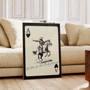 Vintage Cowboy Playing Card Poster: Retro Western Wall Art (digital ...
