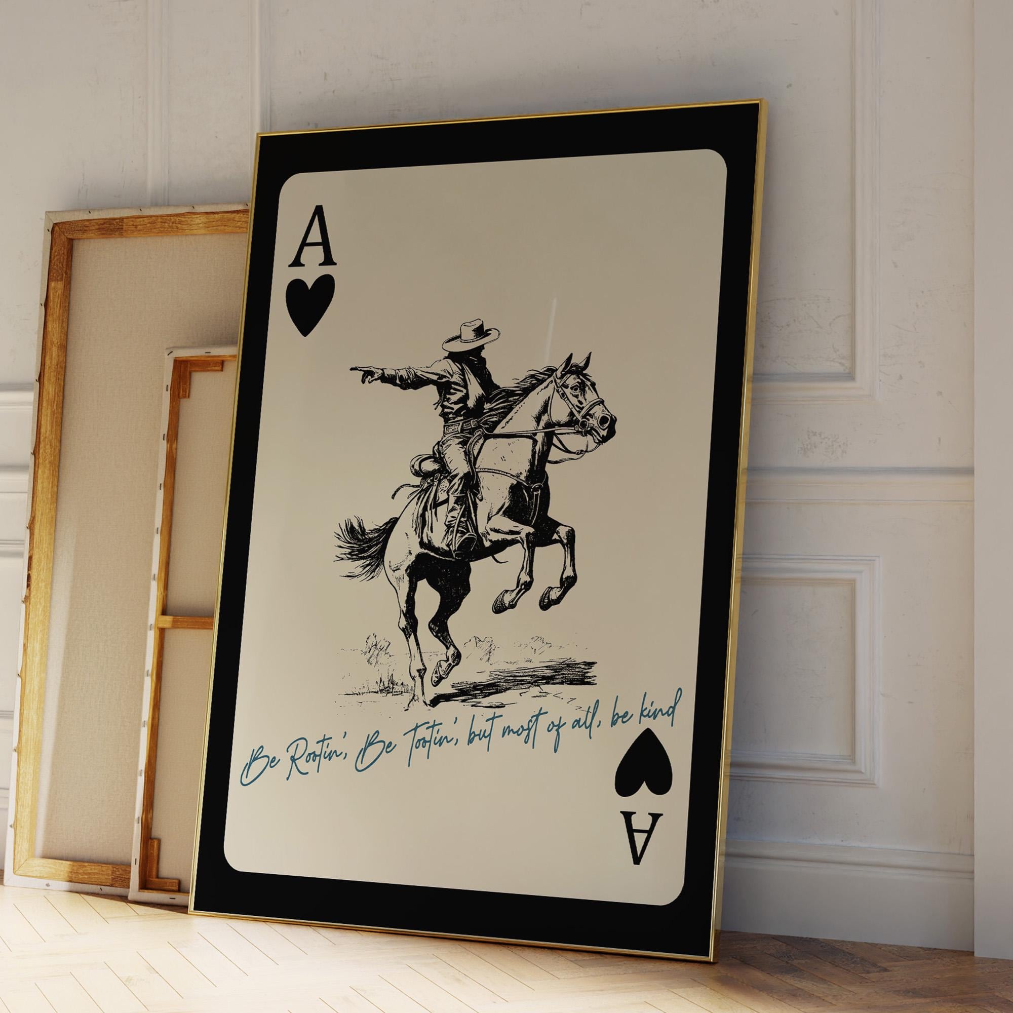 Vintage Cowboy Poster, Western Wall Art, Cowboy Playing Card Print ...