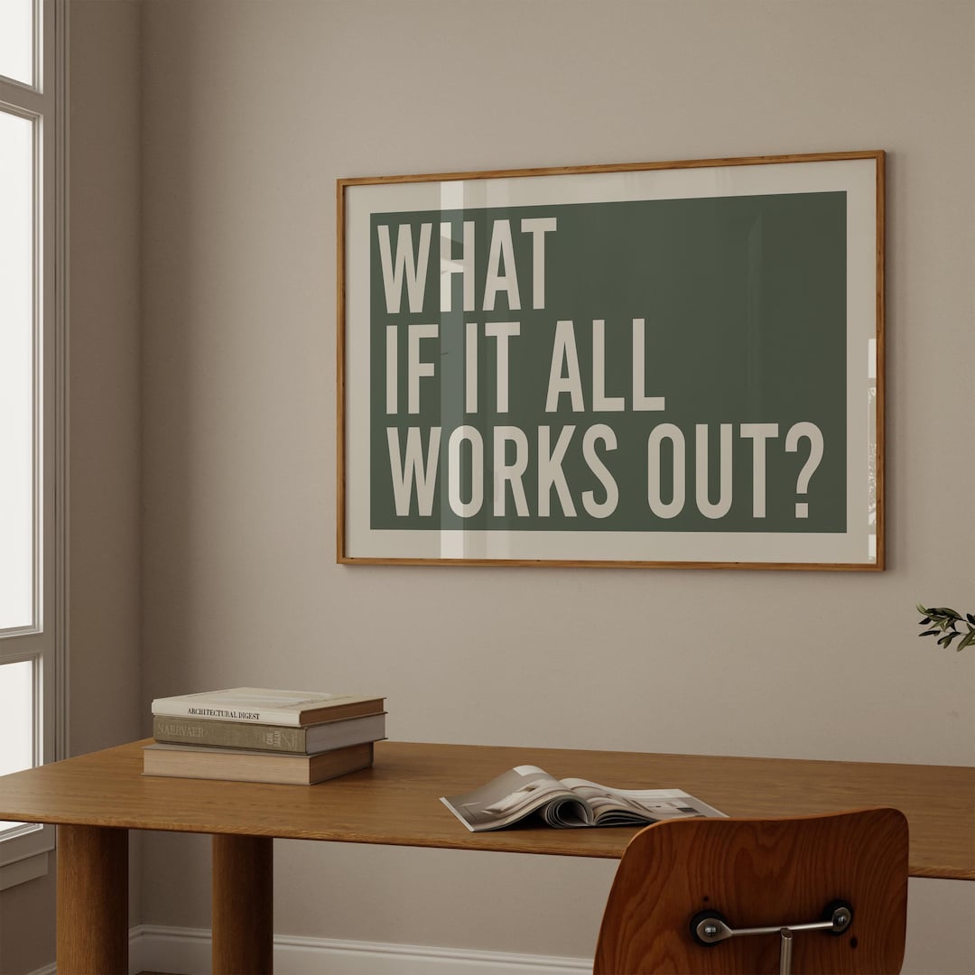 What If It All Works Out Poster: Retro Modern Typography Wall Art - Etsy