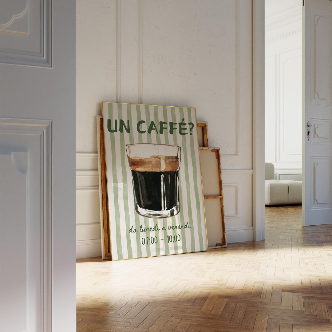 Un Caffé Poster Retro Kitchen Wall Art Coffee Poster Cute Apartment ...