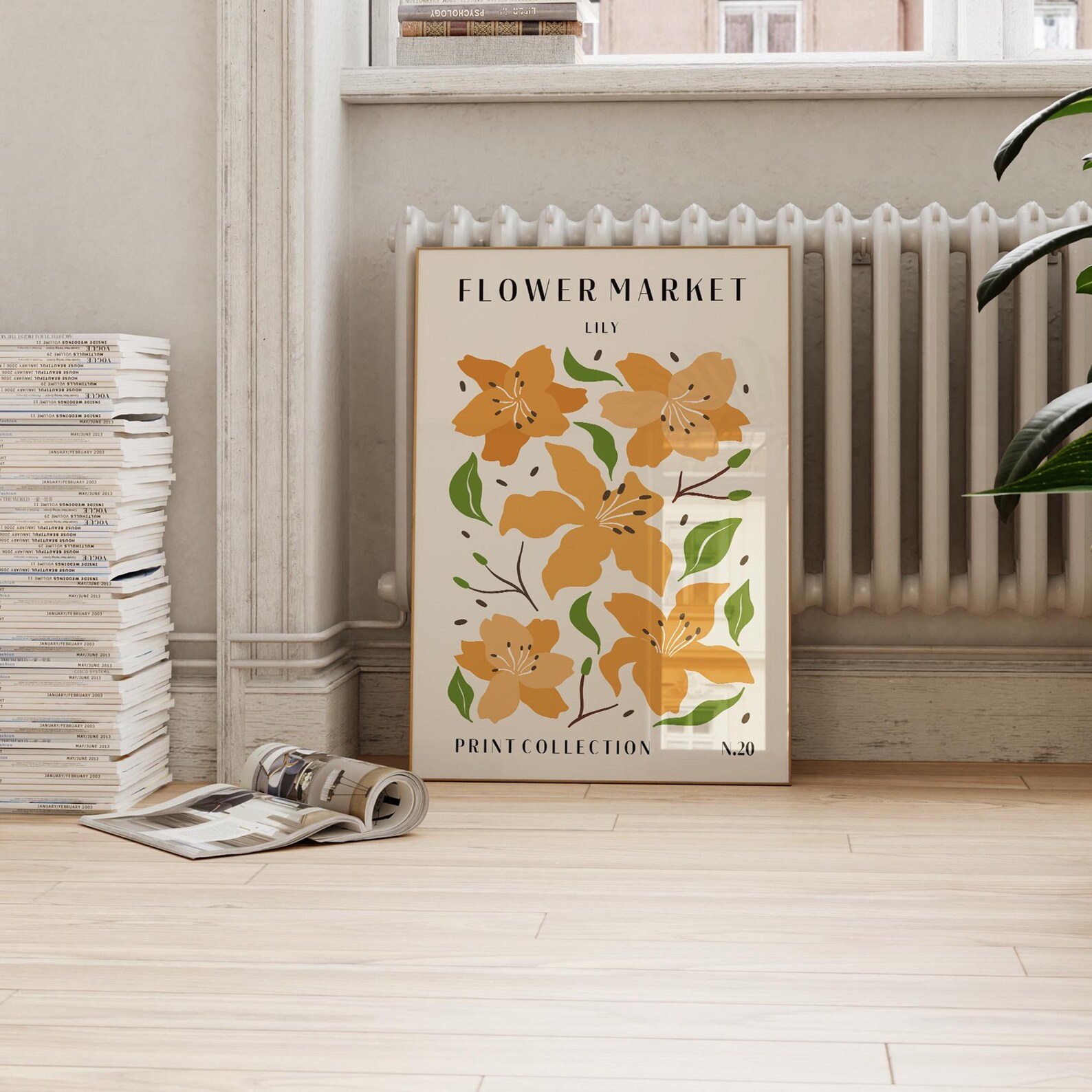 Lily Flower Poster, Floral Art Print, Boho Wall Decor, Modern Flower ...