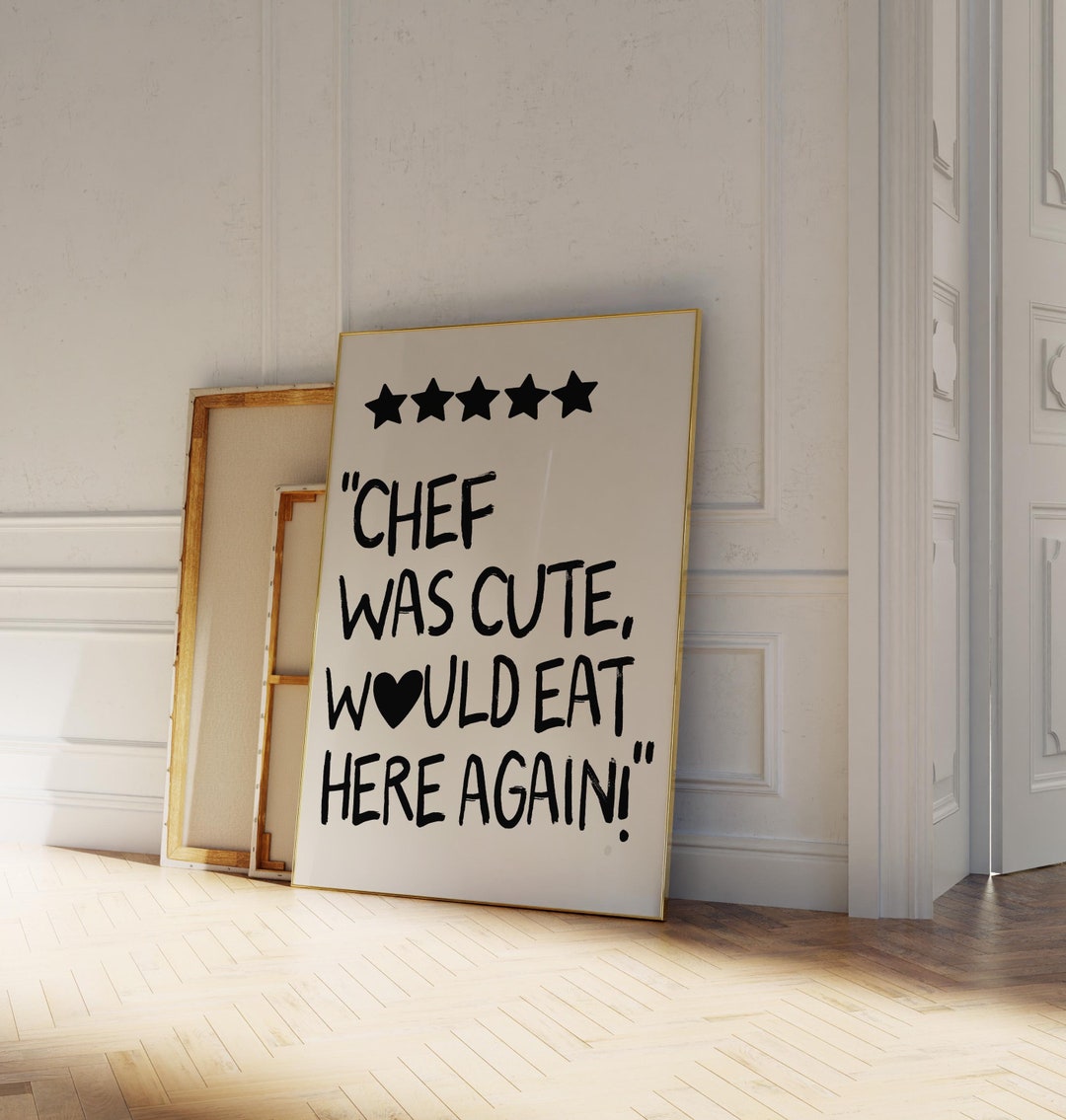 Cute Kitchen Wall Art Digital Download Funny Chef Poster Foodie Art ...