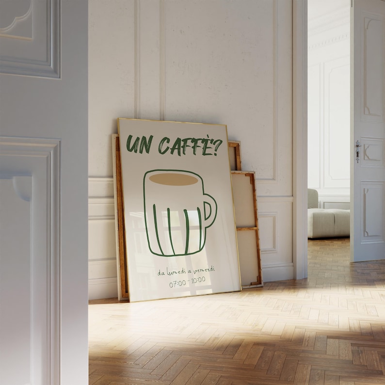 Un Caffe Poster Digital Download Retro Coffee Print Modern Kitchen Wall ...