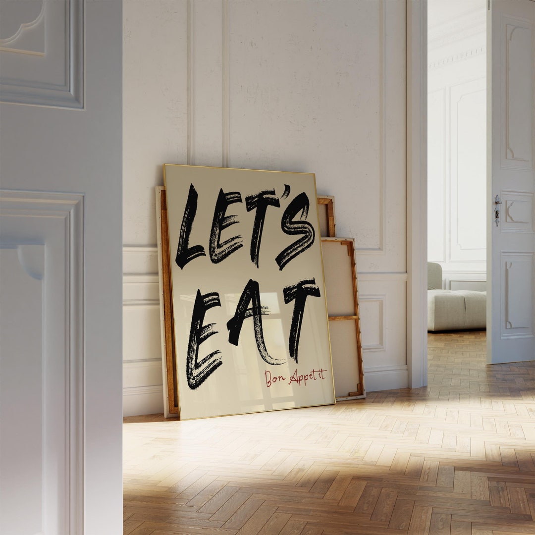 Let's Eat Kitchen Typography Art Print: Modern Retro Decor (digital ...