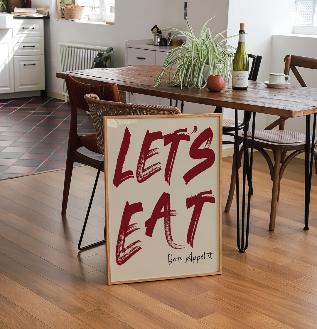 Let's Eat Print Digital Download Foodie Art Print Minimalist Wall Art ...