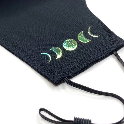 LUNA Holographic on Black Cotton Washable Face Mask - Etsy