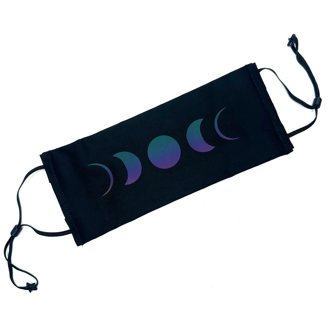LUNAR PHASES REFLECTIVE Rainbow on Black Cotton Washable Face Mask - Etsy