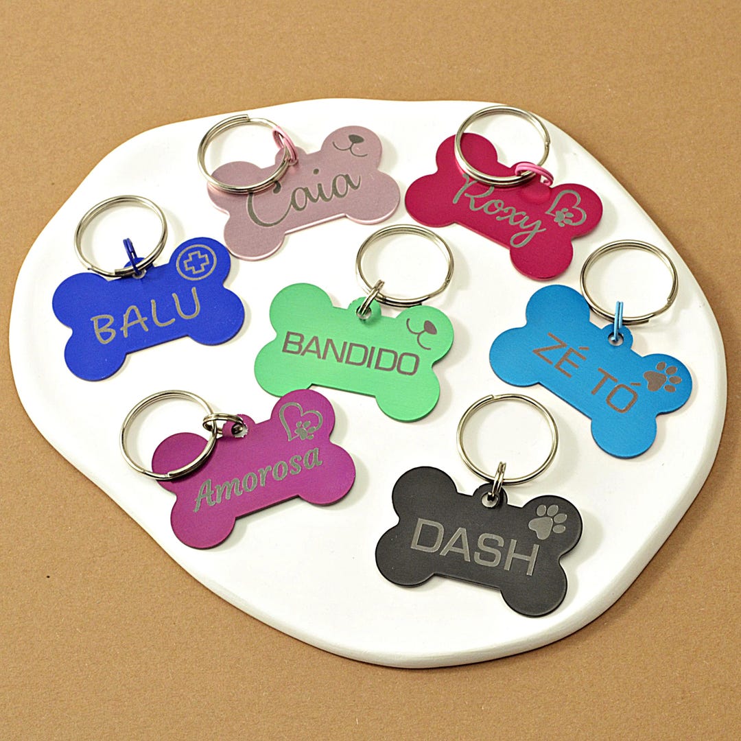 Custom Engraved Dog Bone ID Tag: Lightweight Aluminum Pet Tag - Etsy