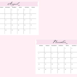 2024 Printable Calendar - Pink - Etsy