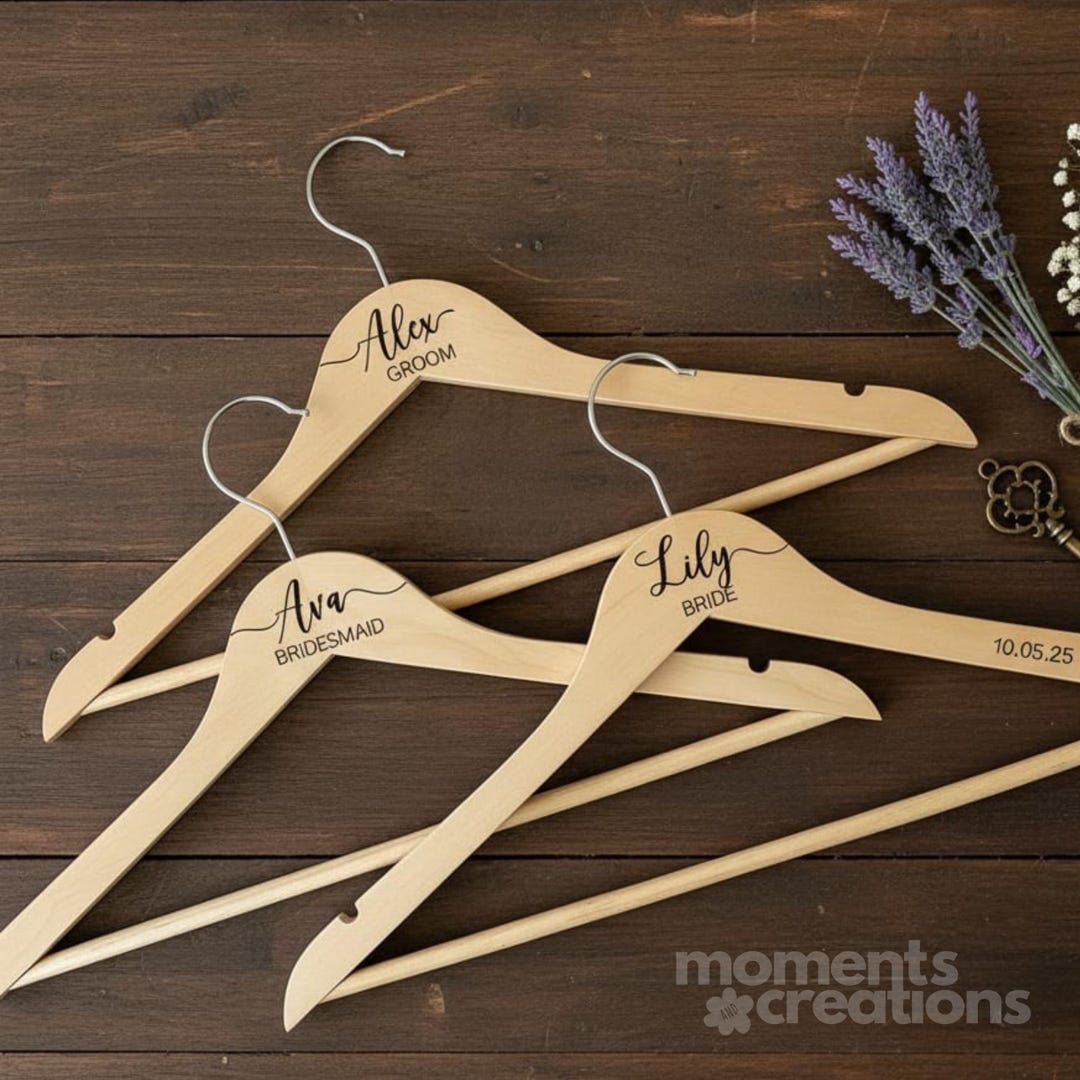 Custom Engraved Wooden Hanger: Personalized Name, Date, or Message for ...