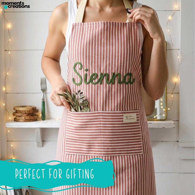 Personalized Embroidered Striped Apron With Custom Name : Chic Cotton ...