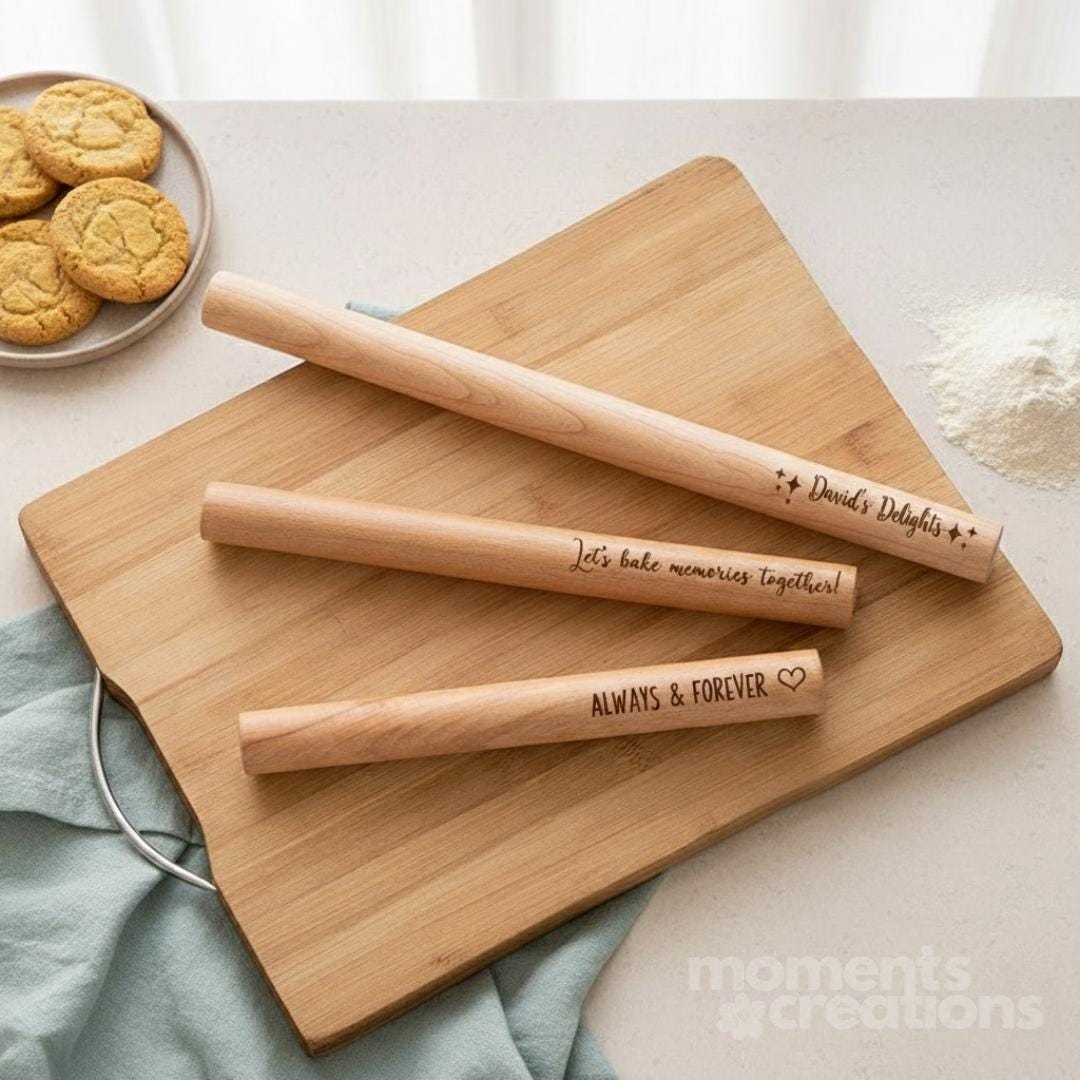 Personalized Name Wooden Rolling Pin: Custom Engraved Baking, Kitchen ...