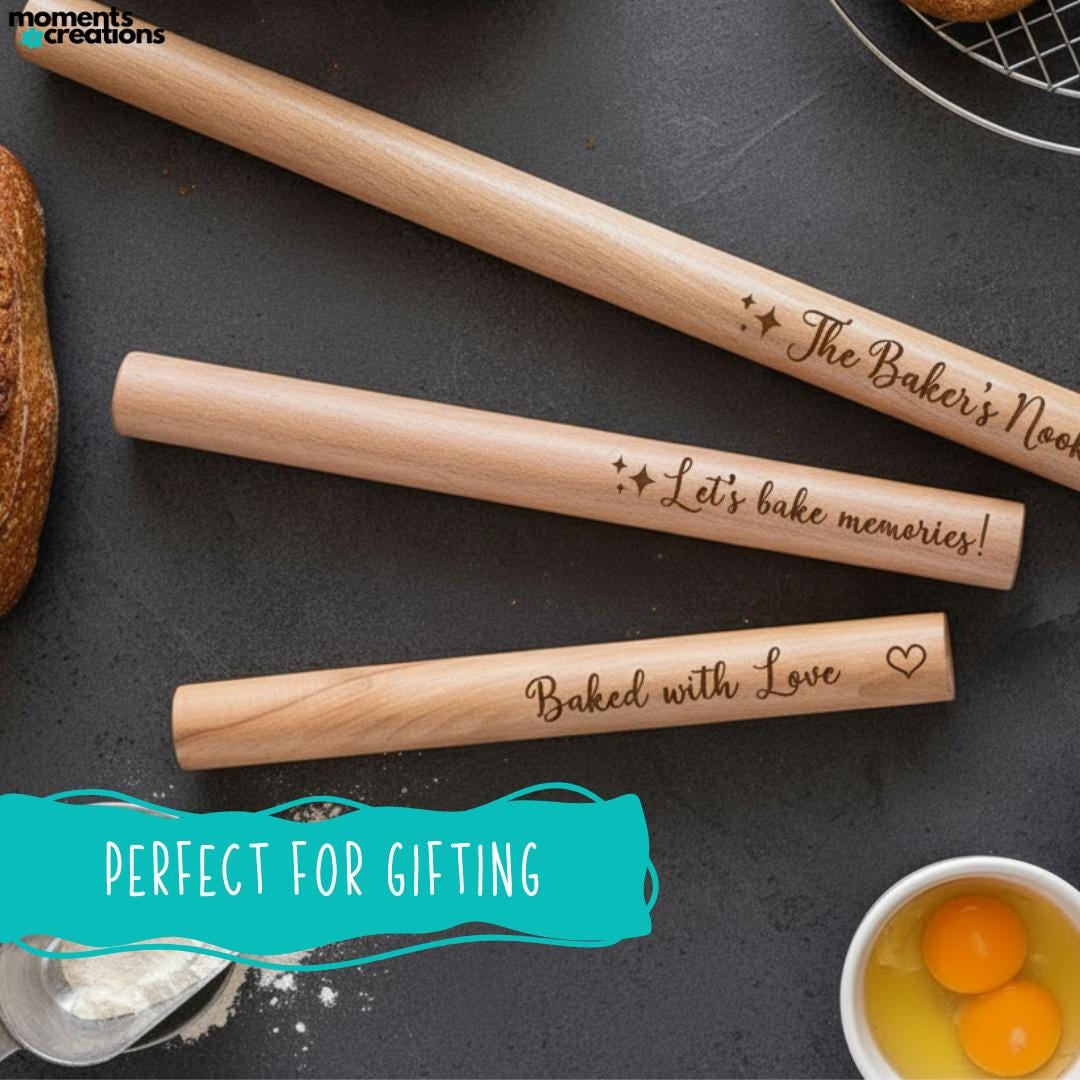 Custom Engraved Wooden Rolling Pin: Baking, Kitchen Cookware Gift ...
