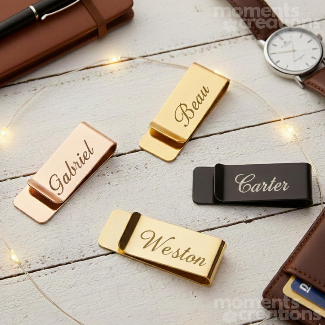 Personalized Stainless Steel Money Clip & Tie Clip: Mirror or Brushed ...