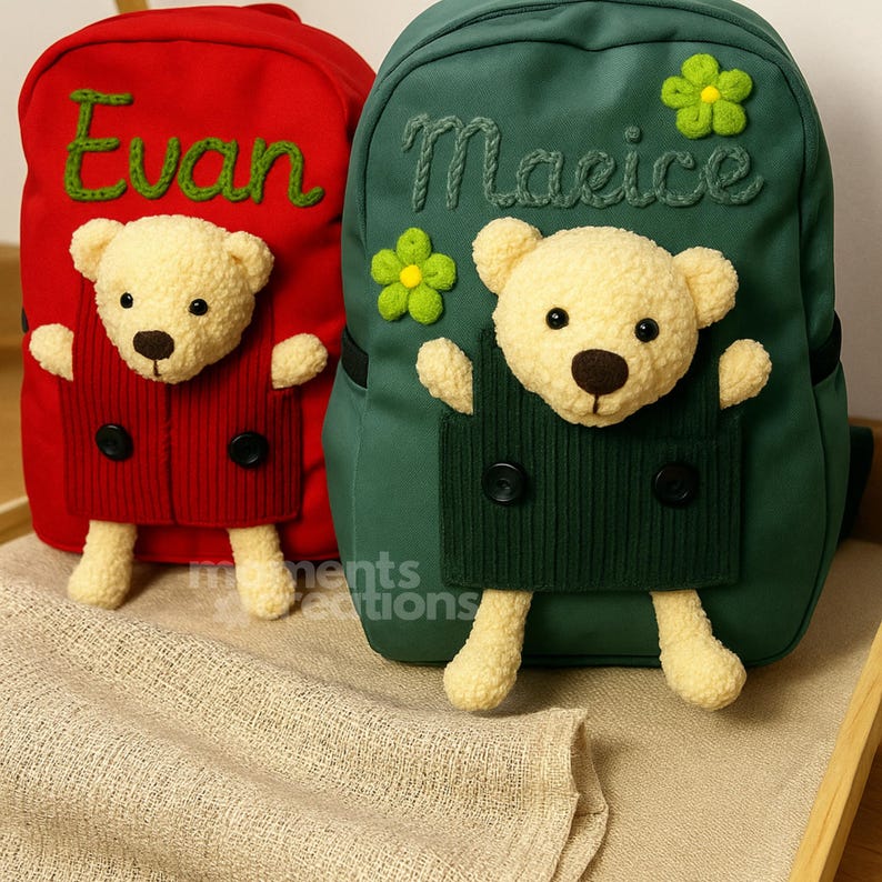 Personalized Teddy Bear Backpack: Embroidered Plush School Bag - Etsy