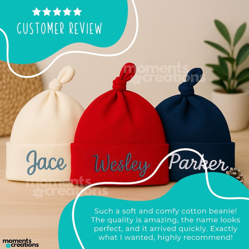 Custom Embroidered Baby Knot Hat: Soft Cotton Newborn Beanie - Etsy