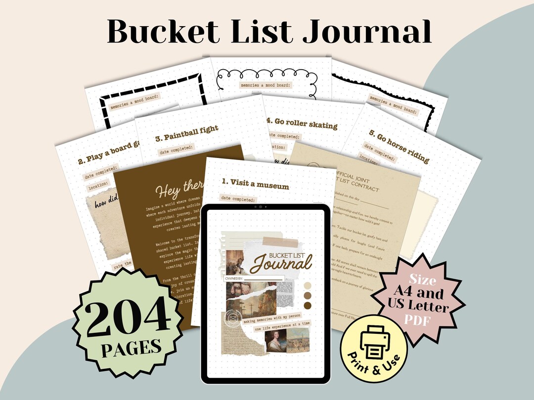 Digital Couple Bucket List Printable Best Friend Bucket List Journal ...