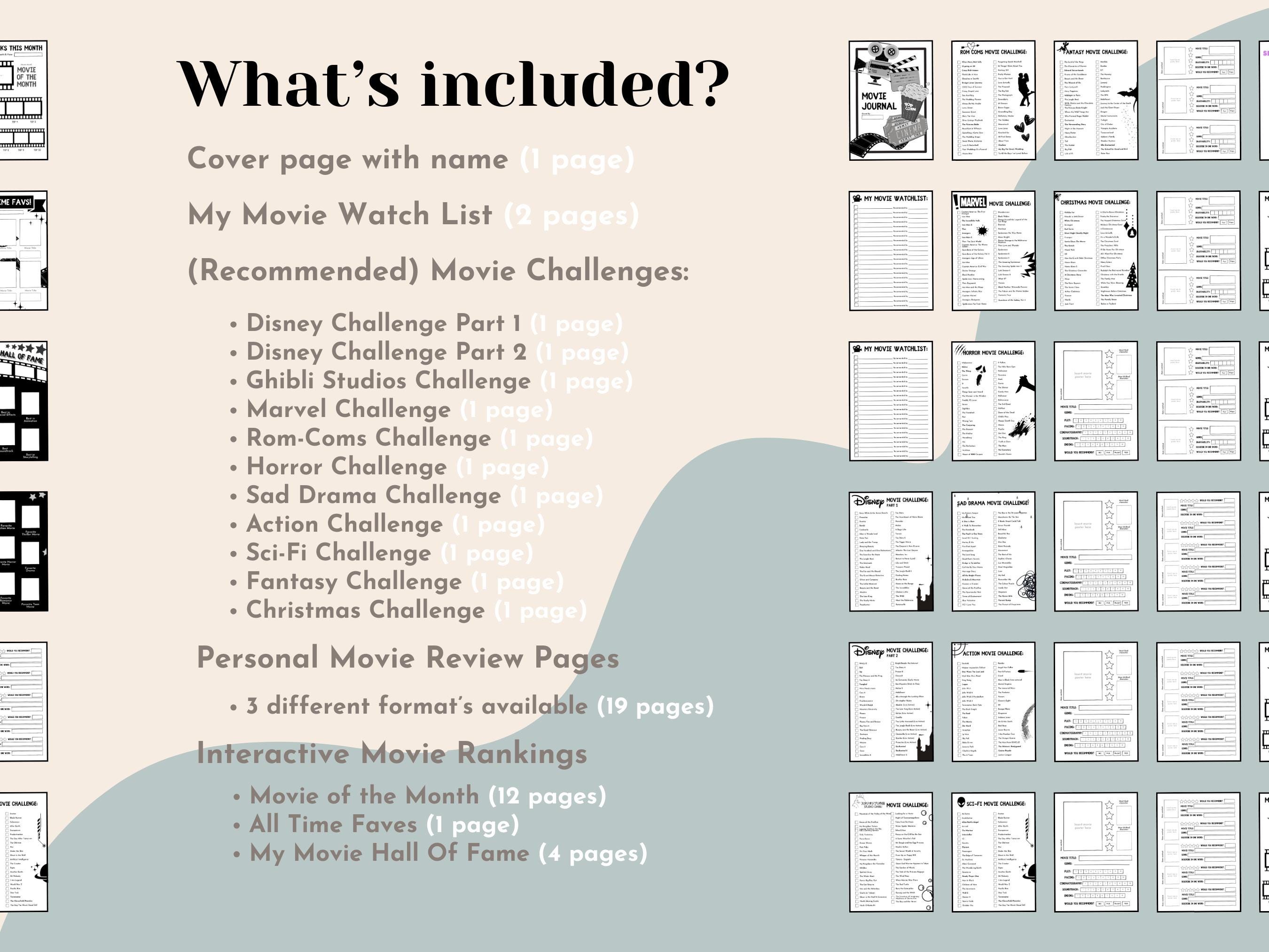 Digital Printable Movie Review Journal for Movie Lovers Cinema Watching ...