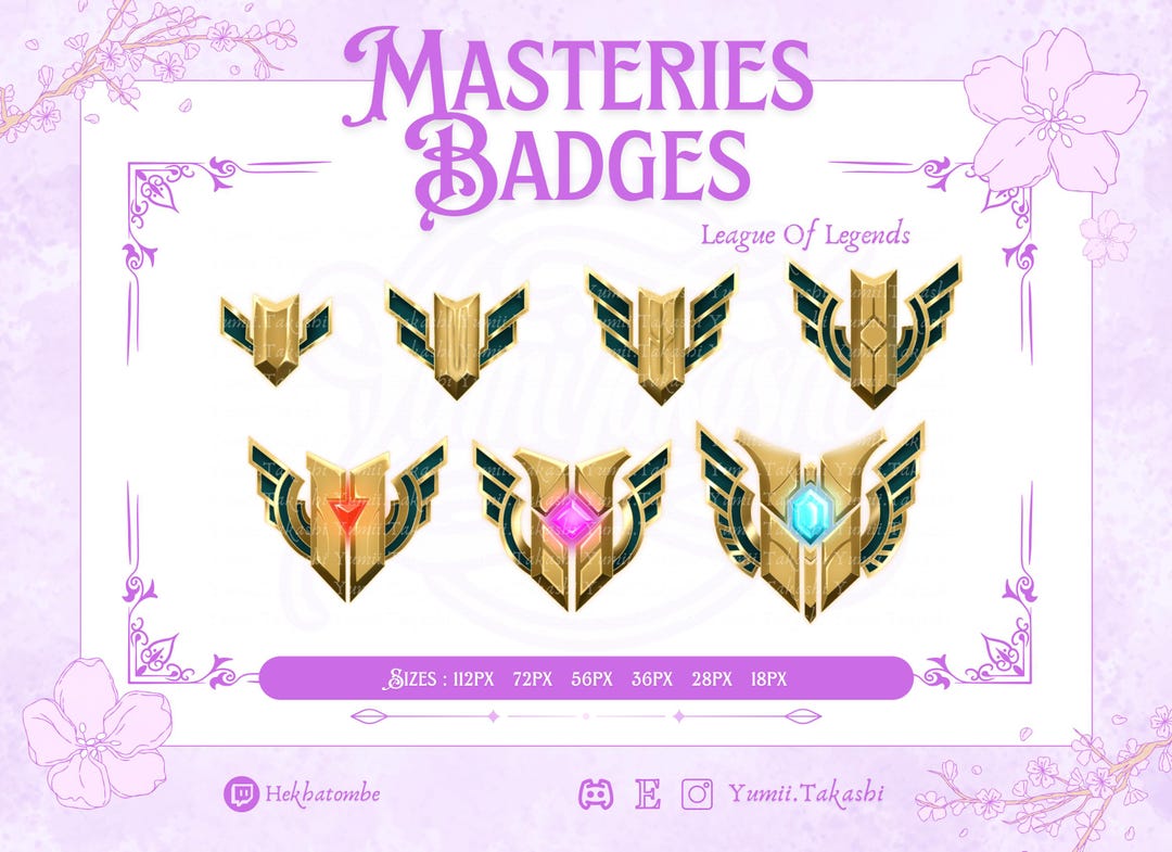 SUPER PACK 7 Badges Sub Mastery League of Legends Lol Masteries Epic ...