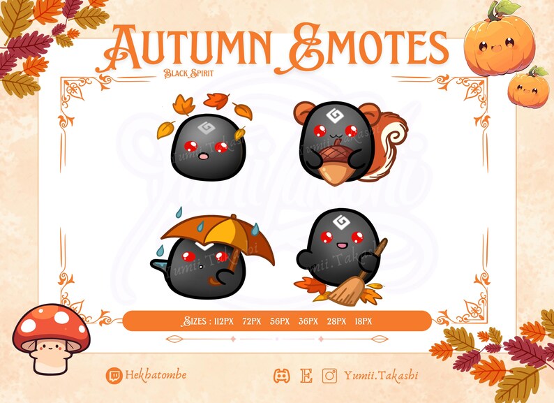 Autumn Pack (set of 9 Emotes) for Discord/youtube/twitch: Sub Badges ...