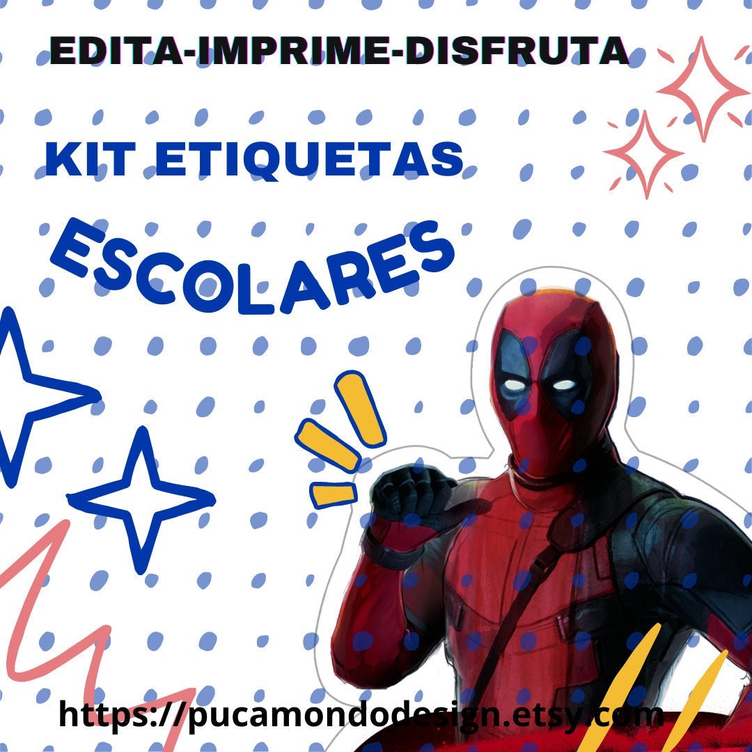 School Labels to Edit DEADPOOL Label Template for Printing, Files Sent ...