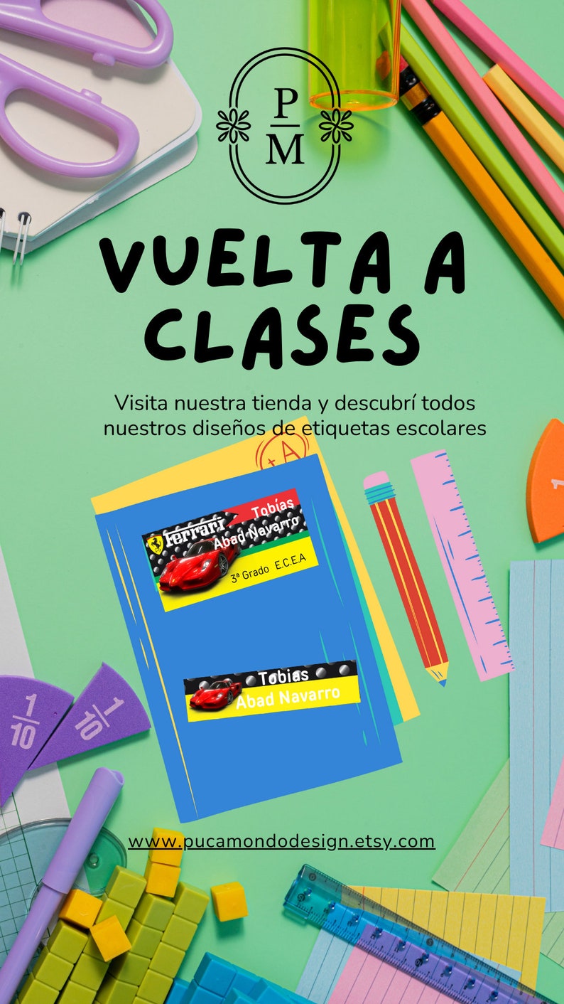 Ferrari Editable School Labels School Label Kit to Edit, Print Label ...