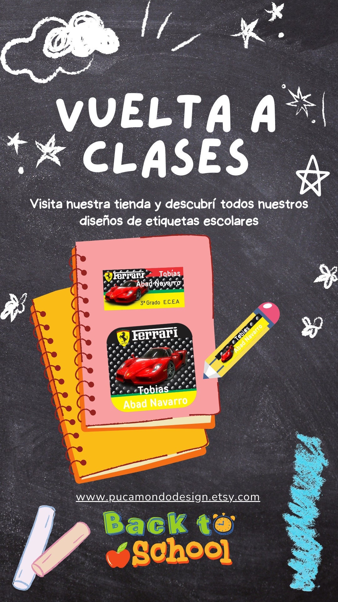 Ferrari Editable School Labels School Label Kit to Edit, Print Label ...