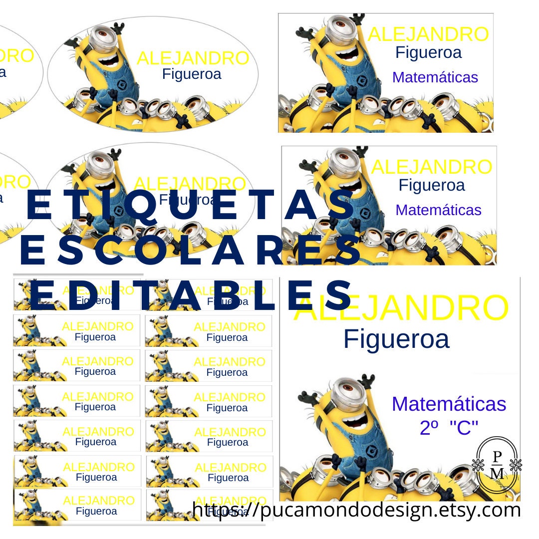 Editable and Printable Minions School Labels to Edit, Printable Label ...