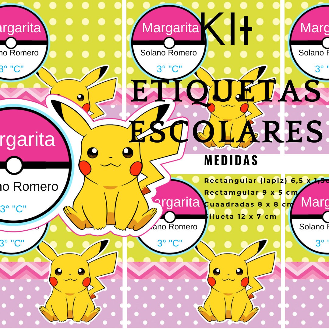 PIKACHU Editable and Printable School Labels to Edit, Printable Label ...