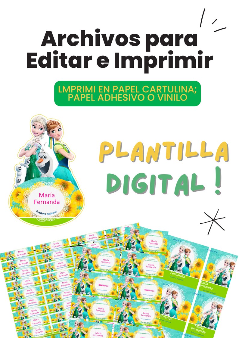 Anna and Elsa School Labels Frozen School Label Kit to Edit, Printable ...