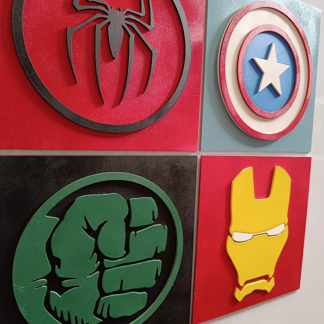 Superheroes Plate Pictures 4 Pictures/plaque of Your Choice to Mount on ...