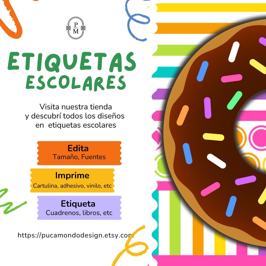 Editable and Printable School Labels Donuts-donut to Edit, Print Label ...