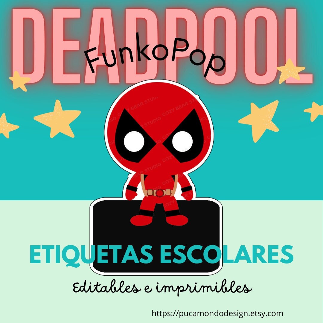 DEADPOOL Funko POP Editable and Printable School Labels to Edit ...