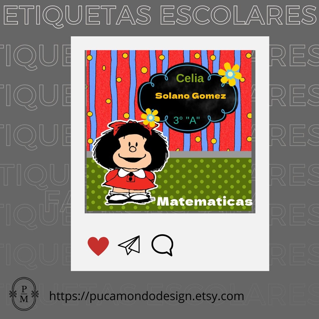 Editable and Printable Mafalda School Labels to Edit, Printable Label ...