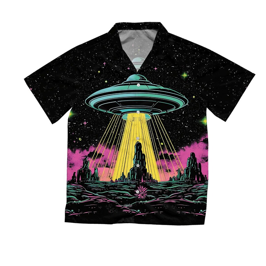 UFO Aliens Designs Hawaiian Shirt, Hawaiian Shirt, Galaxy Space Shirt ...