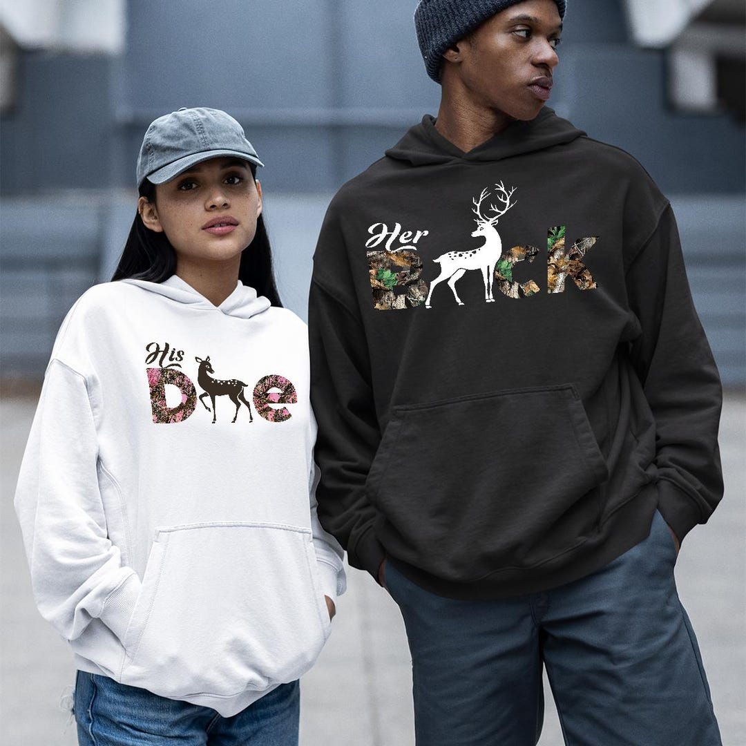 His Doe Her Buck Couple Hoodie, Valentine Matching Hoodie, Gift for ...