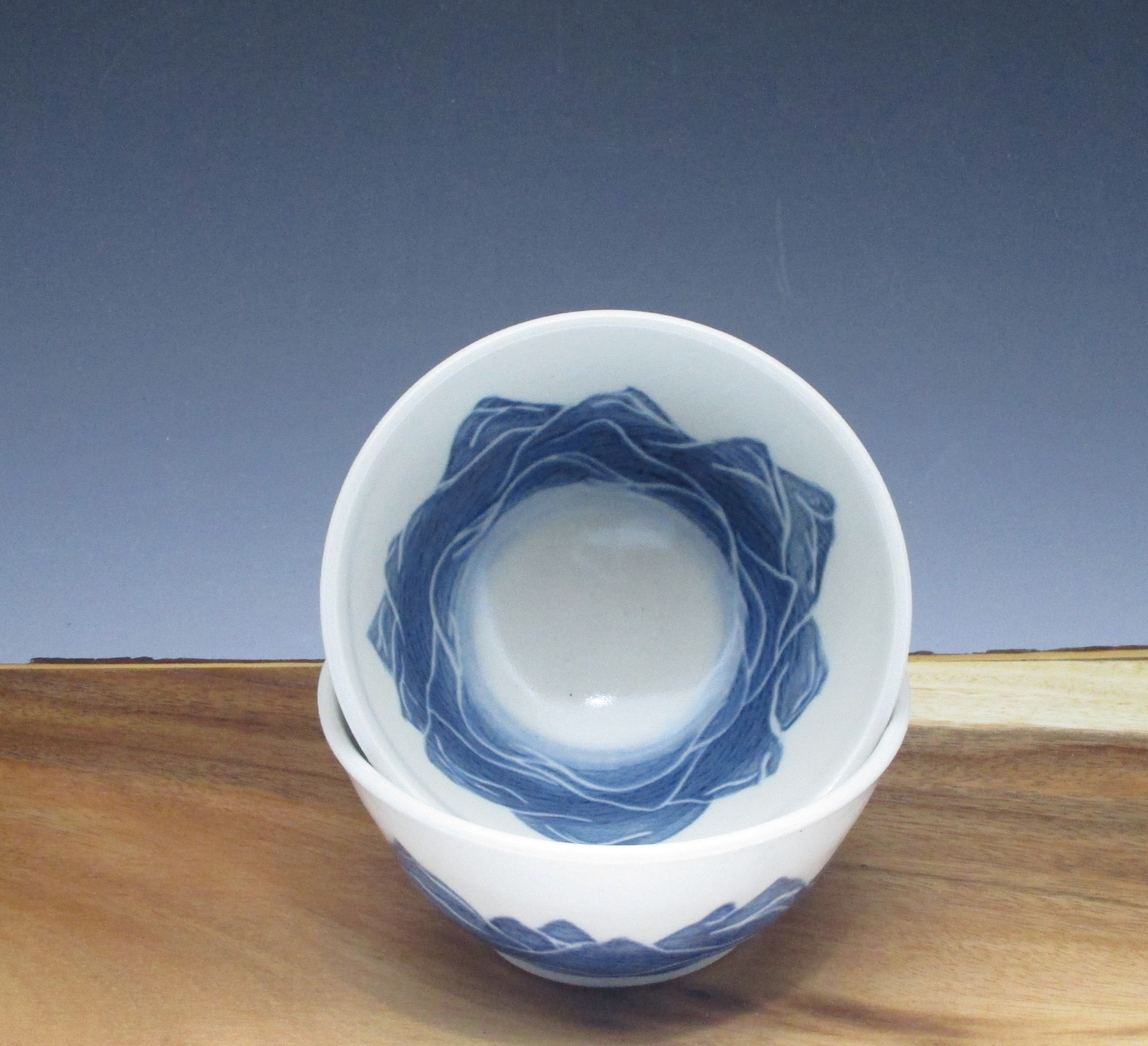 Small Pottery Bowl Handpainted in Mountain Design - Etsy