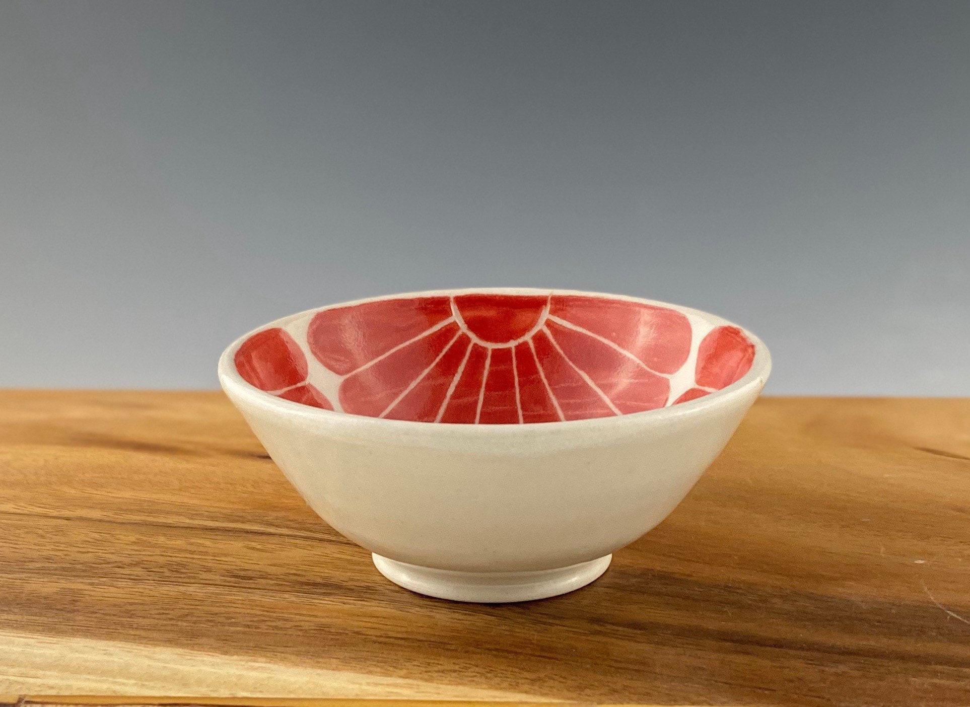 Handpainted Porcelain Bowl: Small Red Floral Pottery Prep Bowl - Etsy