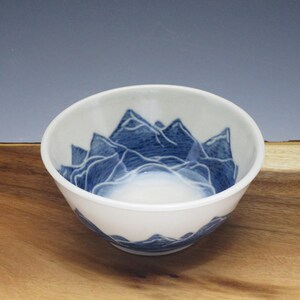 Small Pottery Bowl, Handpainted in Mountain Design - Etsy