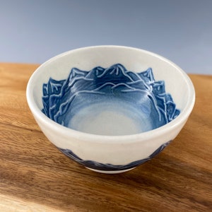Small Pottery Bowl, Handpainted in Mountain Design - Etsy
