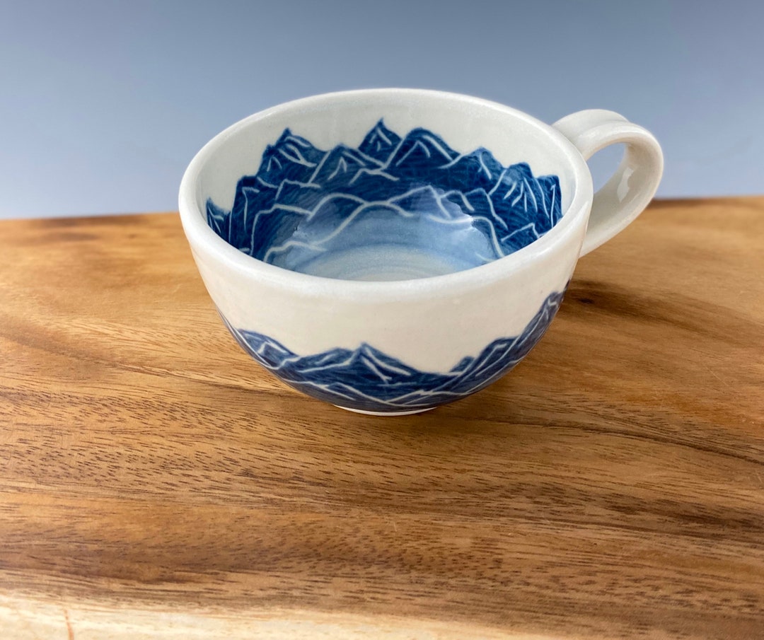 Porcelain Pottery Tea Cup With Mountains - Etsy