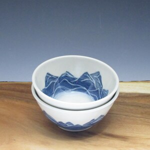 Small Pottery Bowl, Handpainted in Mountain Design - Etsy