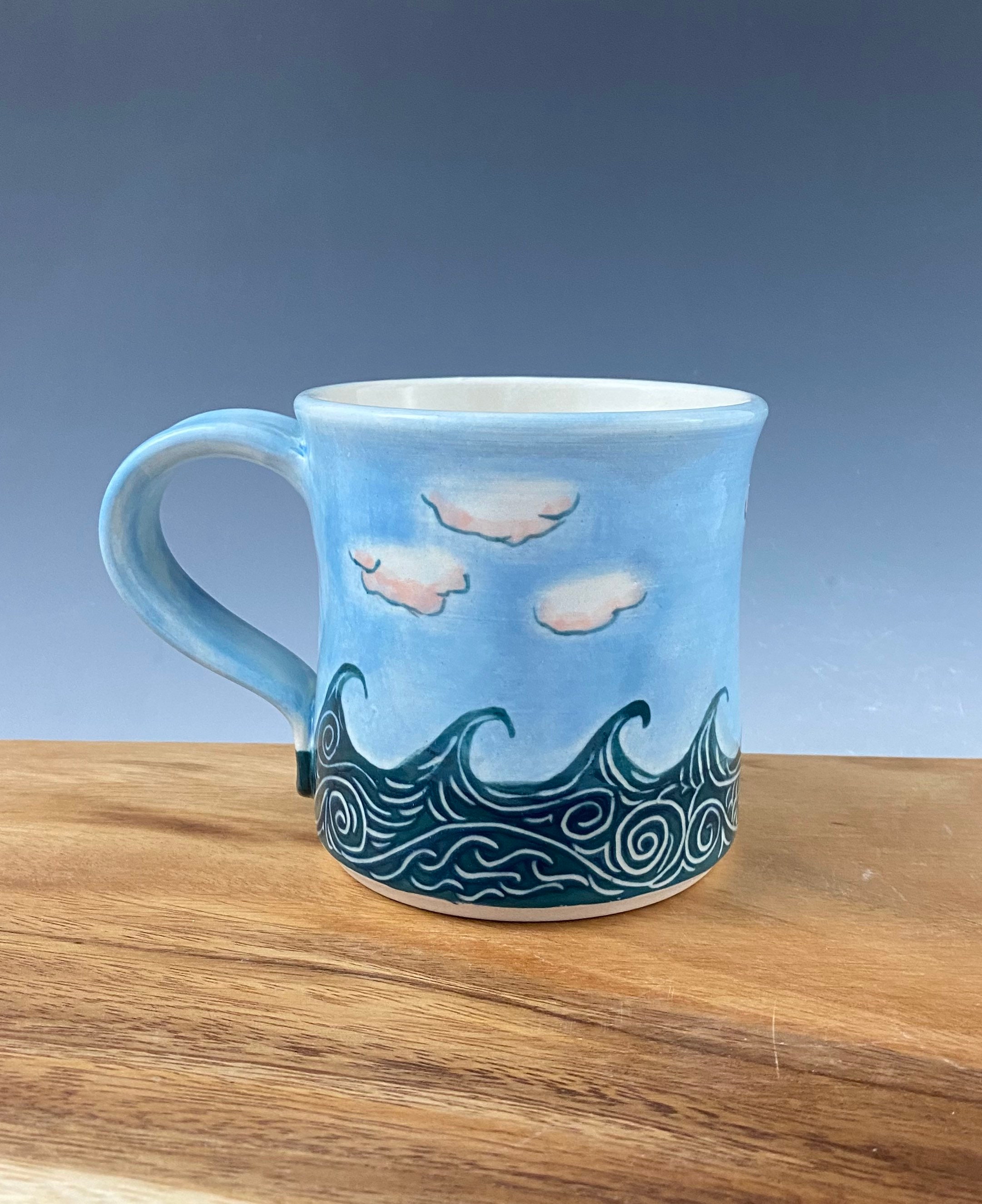 Waves Mug Porcelain Coffee Cup - Etsy
