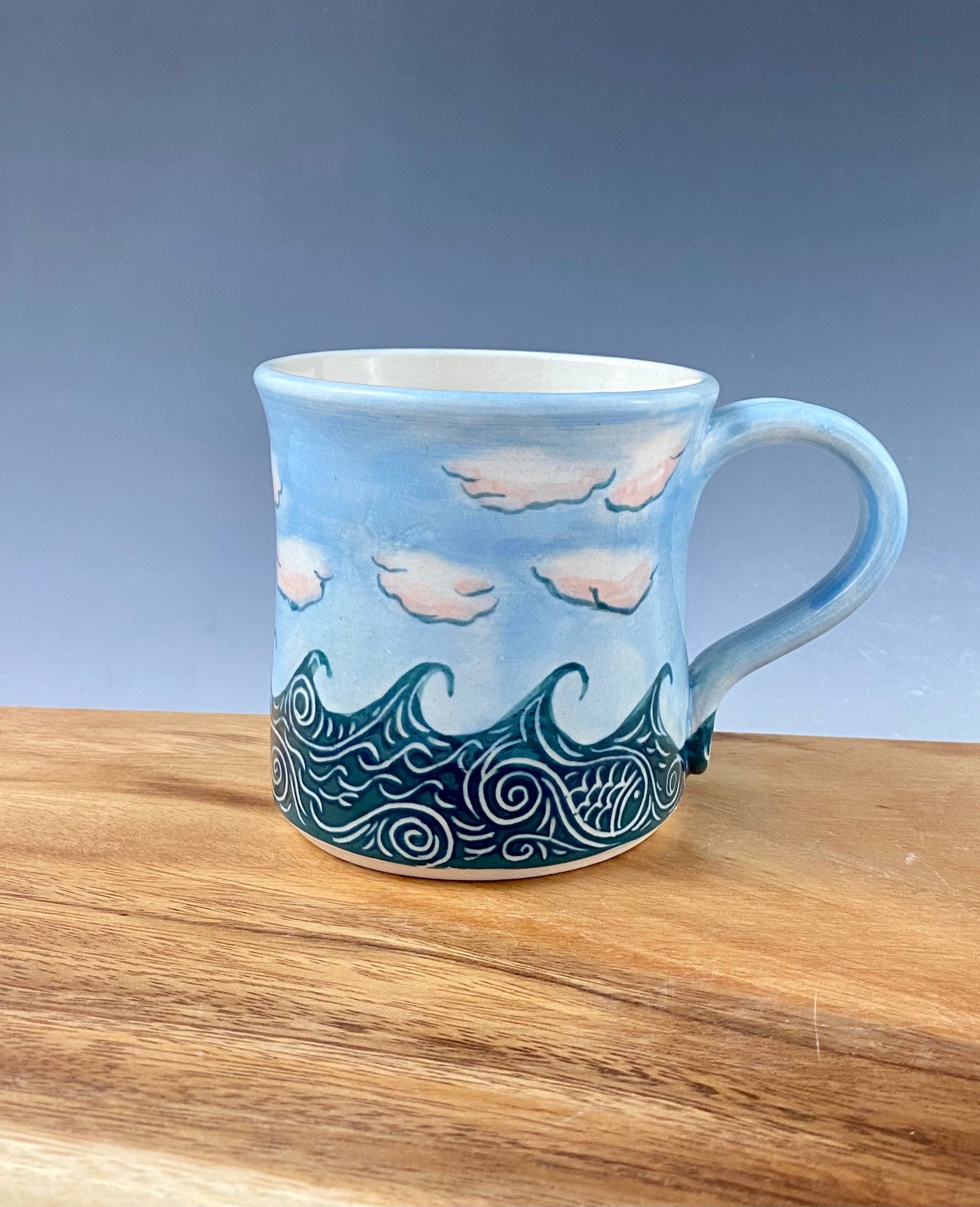 Waves Mug Porcelain Coffee Cup - Etsy