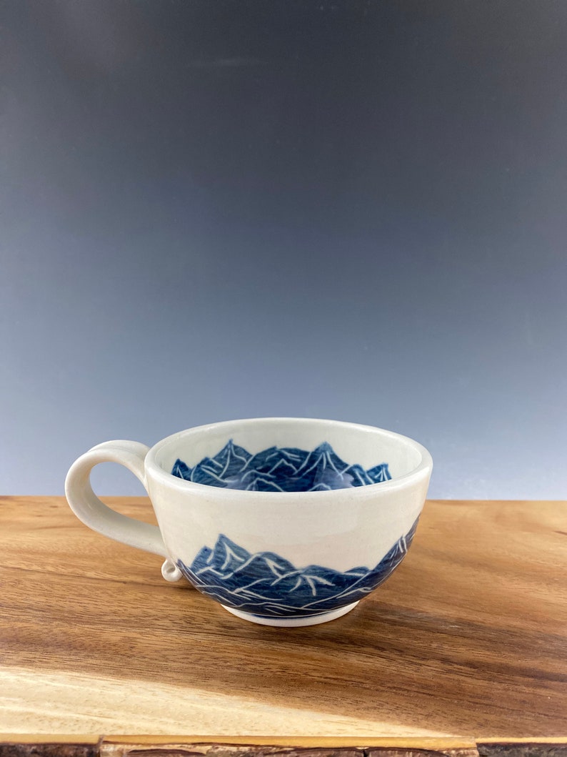 Porcelain Pottery Tea Cup With Mountains - Etsy