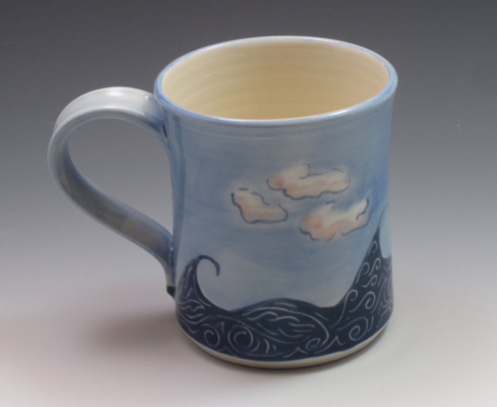 Waves Mug Porcelain Coffee Cup - Etsy